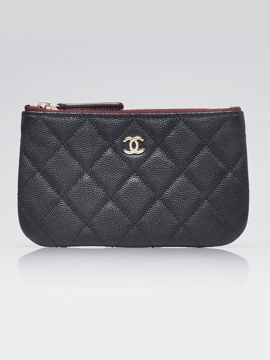 Chanel Black Caviar Quilted Leather Mini O-Case Zip Pouch | Yoogi's Closet