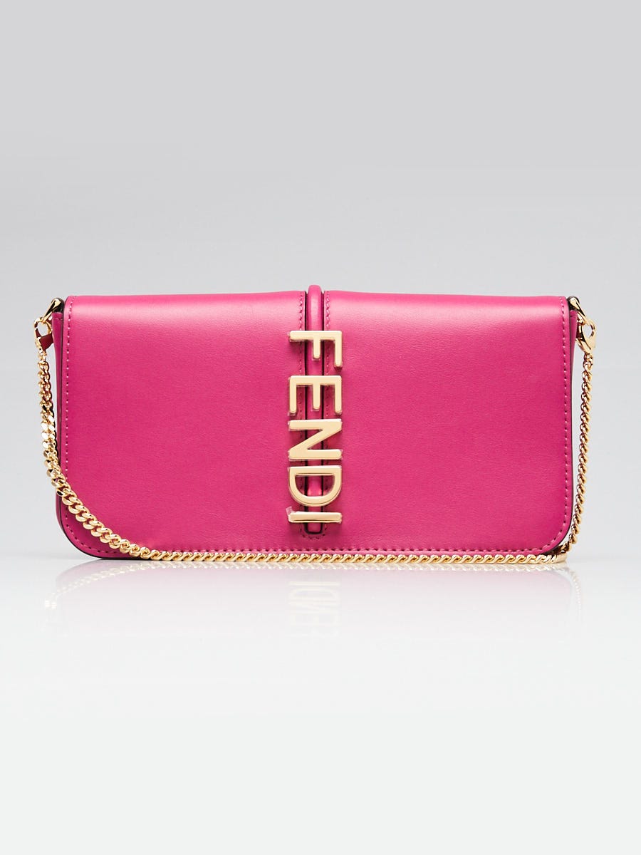 Fendi Fuchsia Smooth Leather Fendigraphy Wallet on Chain Bag | Yoogi's ...