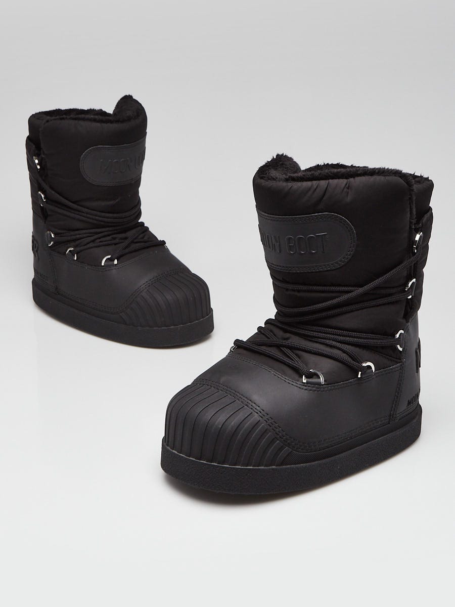Moncler Black Nylon and Leather Uranus Shell Moon Boots Size 3.5 - 4.5 ...
