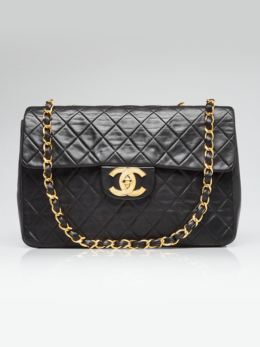 Chanel Black Quilted Lambskin Leather Classic Maxi Jumbo XL Flap Bag ...