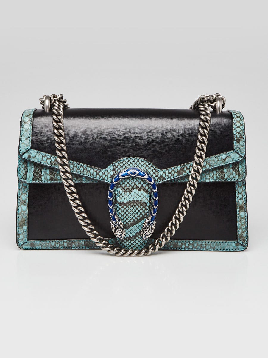 Gucci Limited Edition Black/Blue Leather/Python Small Dionysus Shoulder ...