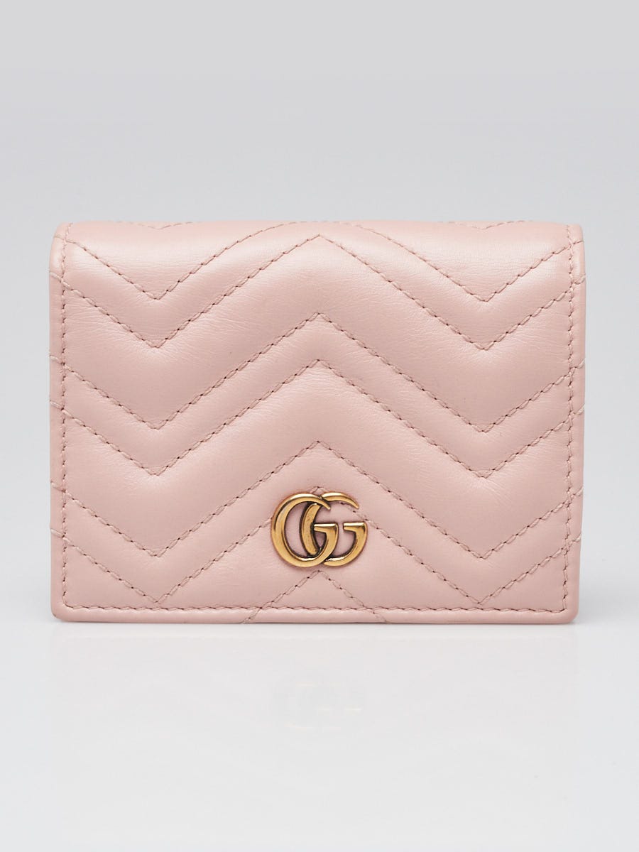 Gucci Pink Quilted Leather Marmont Card Case Wallet | Yoogi's Closet
