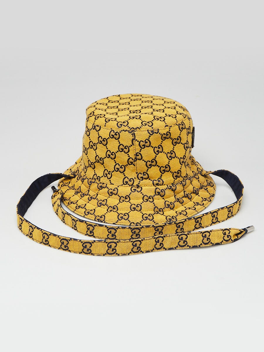 Gucci Yellow/Blue Guccissima Canvas Reversible Self-Tie Bucket Hat ...
