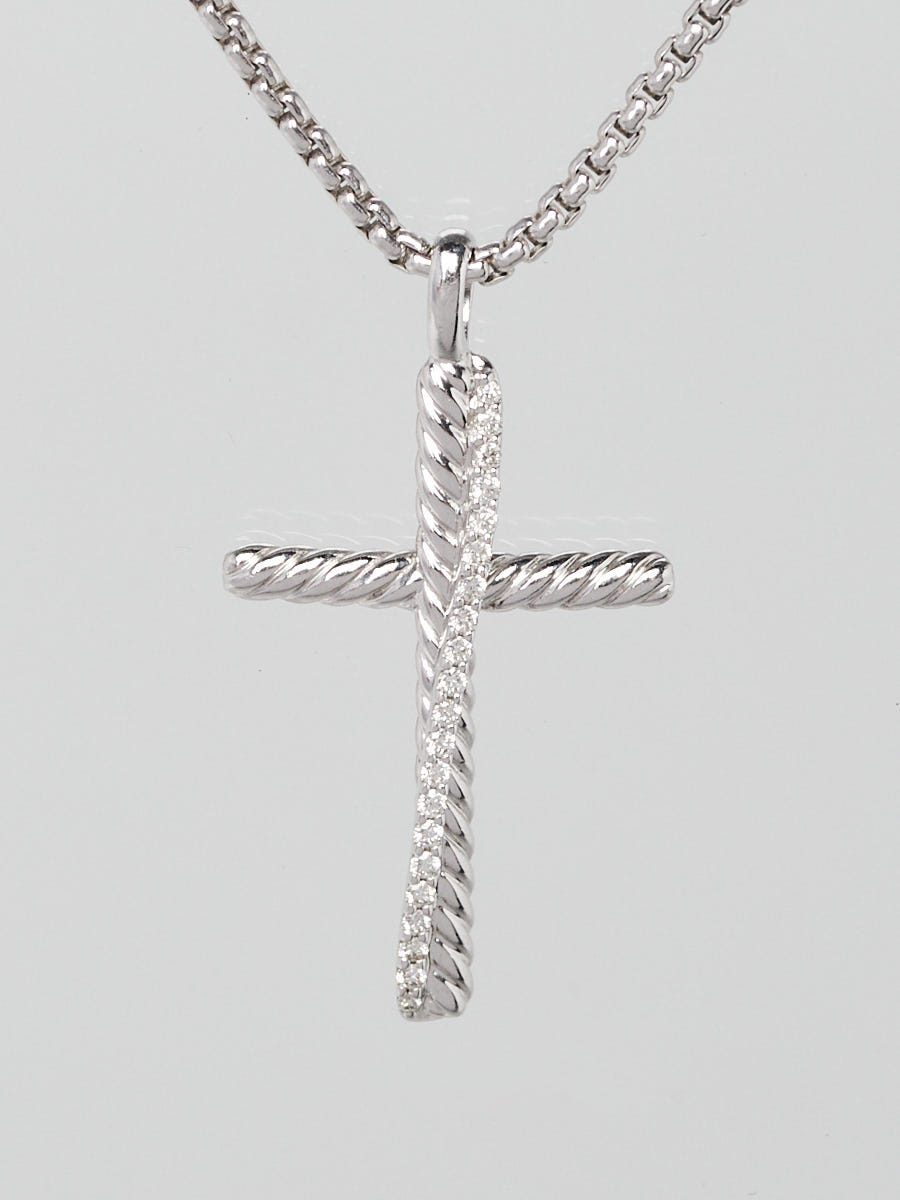David Yurman Sterling Silver and Diamond Crossover Cross Pendant ...