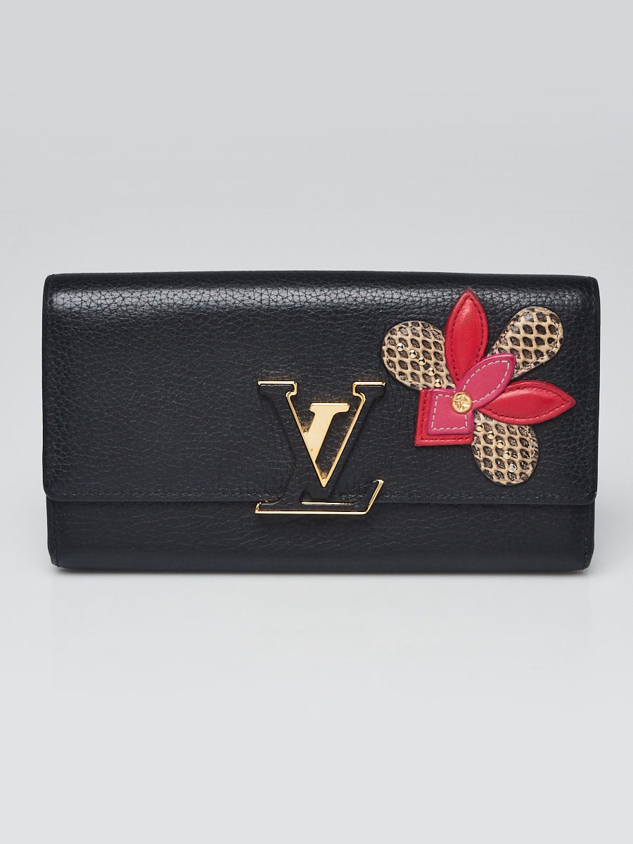 Louis Vuitton Black Taurillon Leather Python Iris Blossom Capucines ...