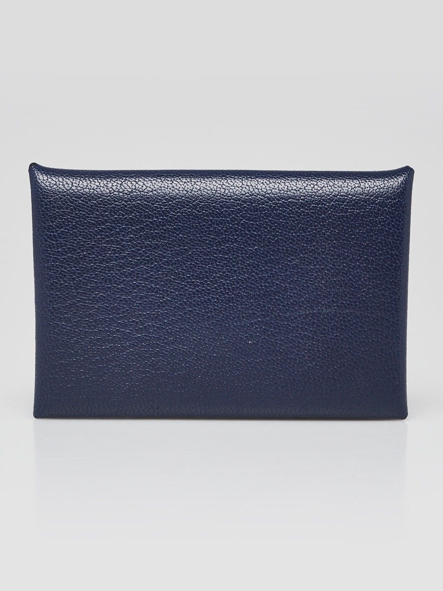 Hermes Bleu Saphir Chamkila Chevre Leather Calvi Card Case | Yoogi's Closet