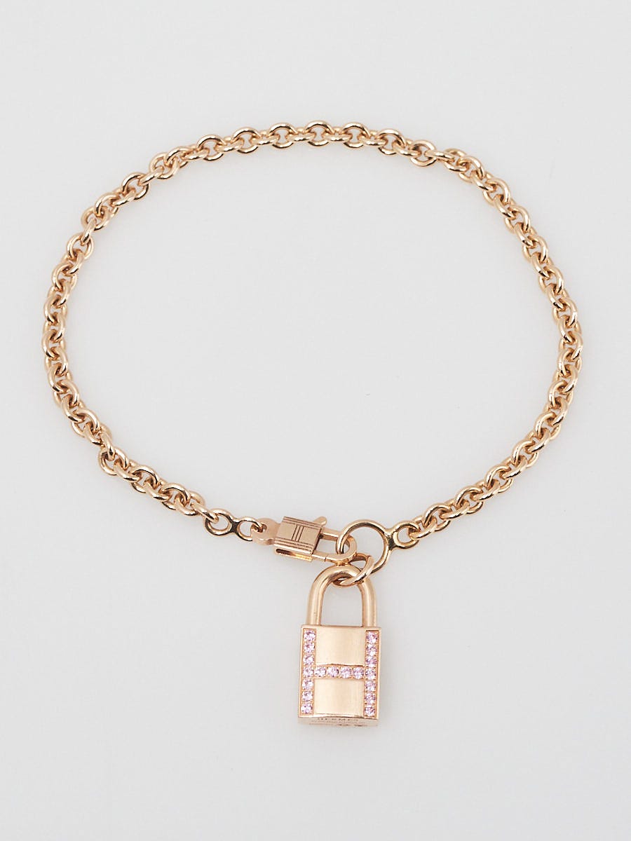 Hermes 18k Gold and Pink Sapphire Kelly Cadenas Bracelet | Yoogi's Closet