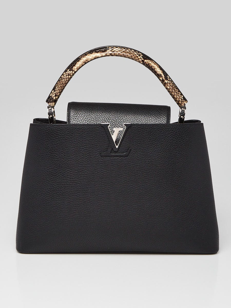 Louis Vuitton Black Taurillon Leather and Python Capucines MM Bag ...