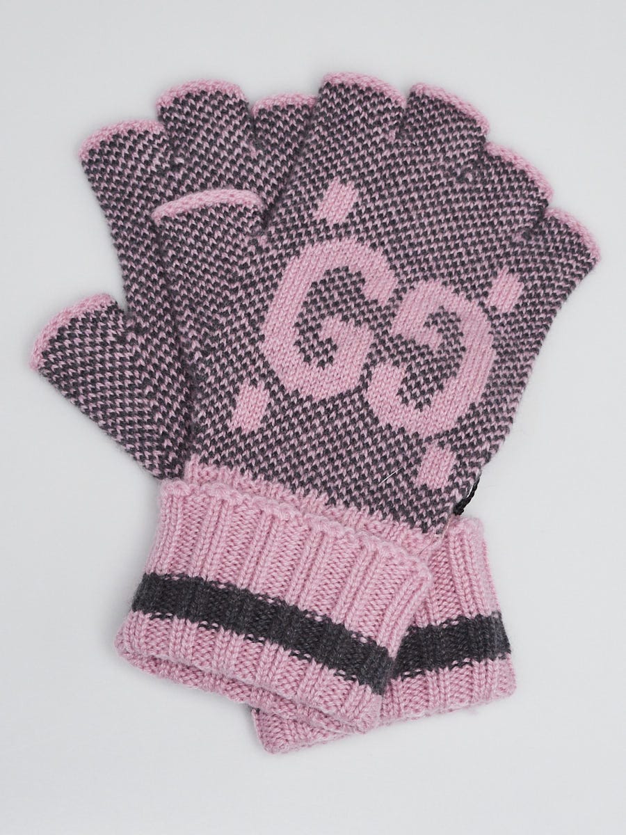 Gucci Light Purple/Grey Cashmere GG Fingerless Gloves Size S | Yoogi's ...
