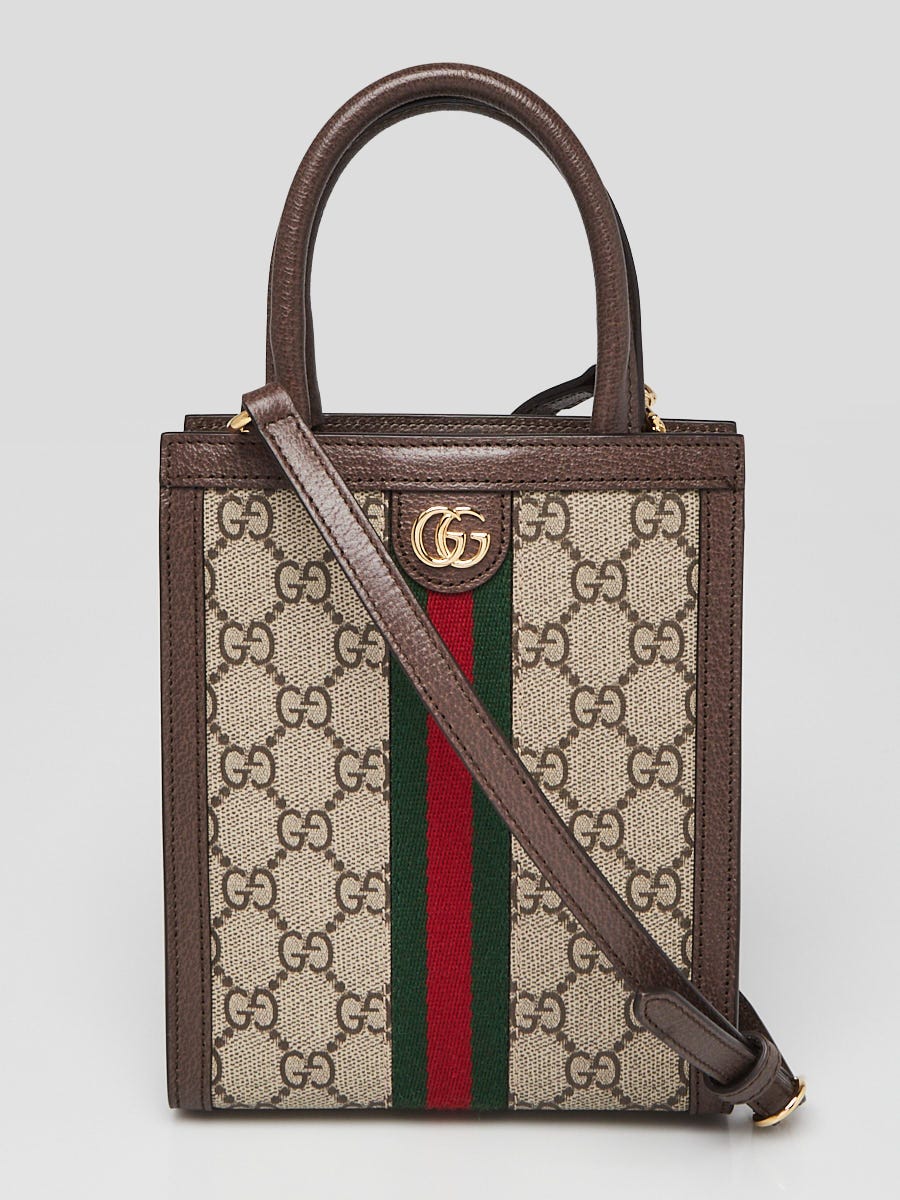 Gucci Beige/Ebony GG Coated Canvas/Leather Ophidia Super Mini Tote Bag ...