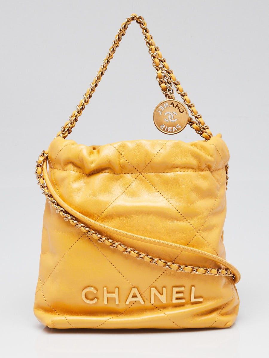 Chanel Yellow Quilted Calfskin Leather Chanel 22 Mini Bag | Yoogi's Closet
