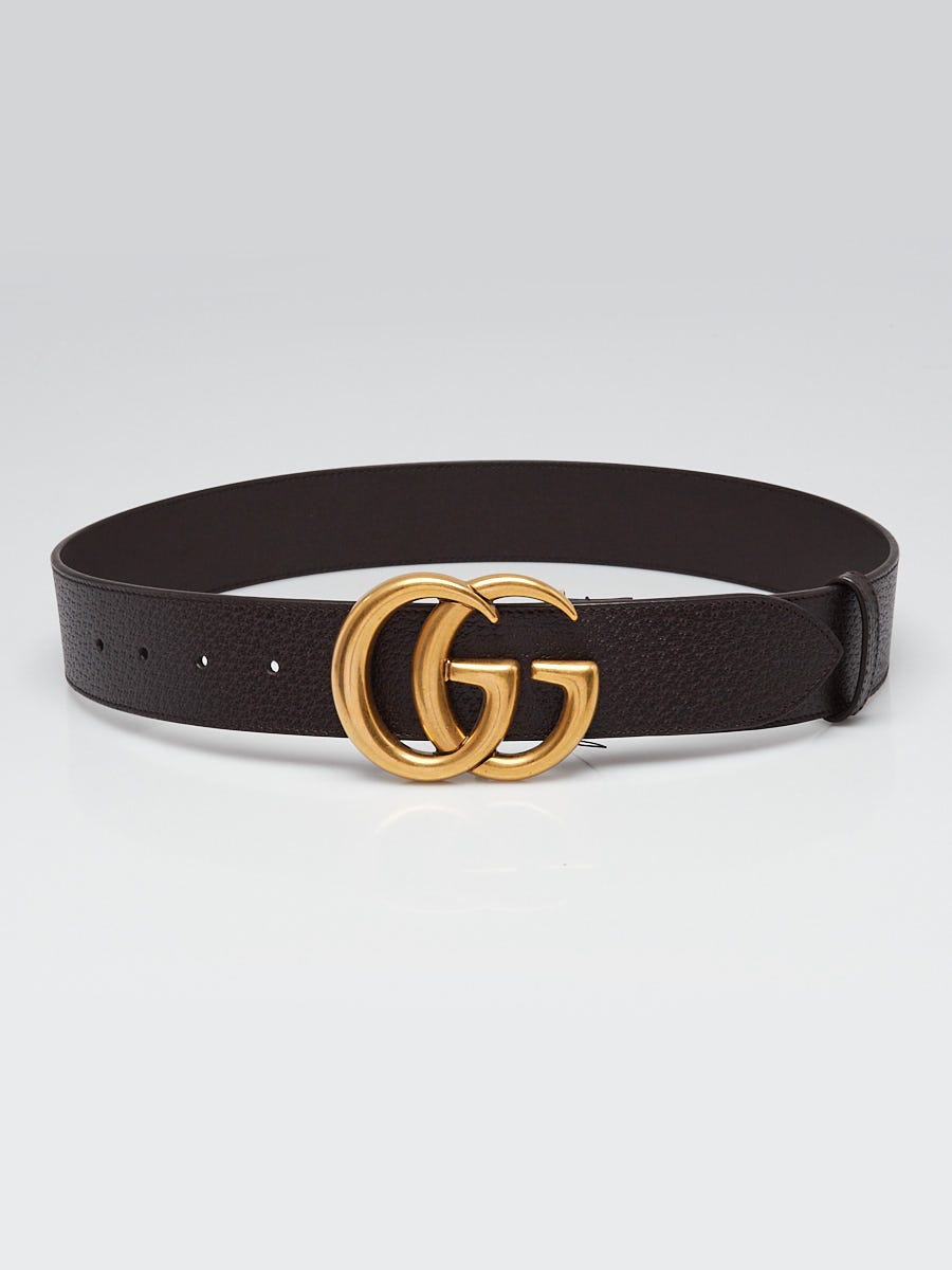 Gucci Black Pebbled Leather Double G Belt Size 80/32 | Yoogi's Closet