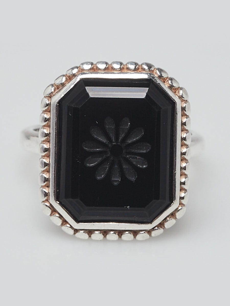 Tiffany & Co. Sterling Silver and Carved Black Onyx Ziegfeld Daisy Ring ...