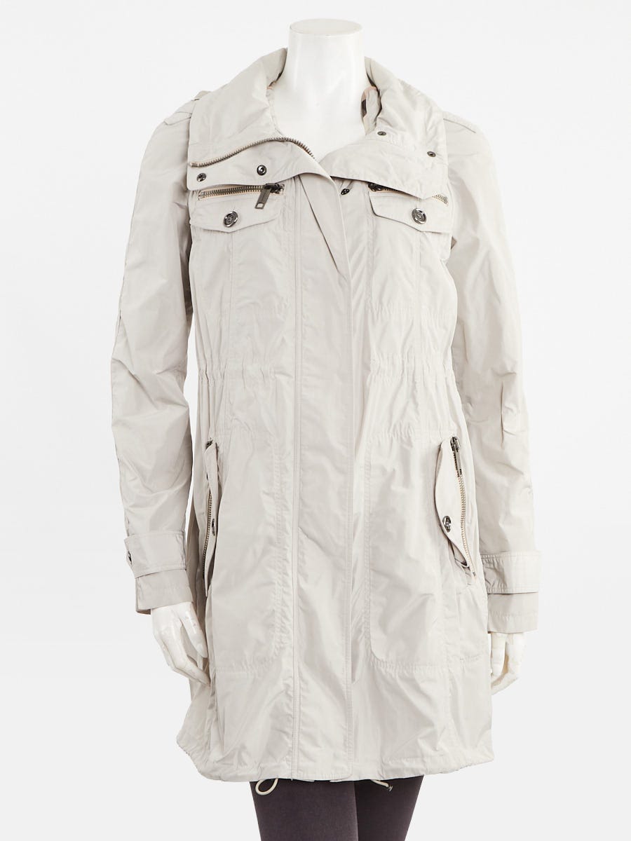 Burberry Brit Beige Polyester Hooded Rain Oatfield Trench Coat Size 6/ ...