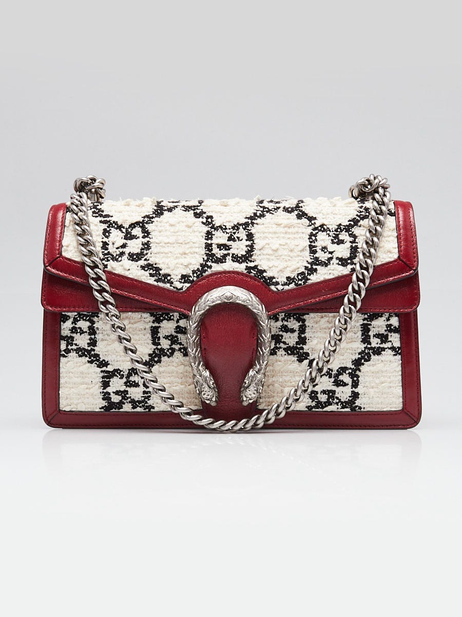 Gucci Red/White/Black GG Tweed Small Dionysus Bag | Yoogi's Closet