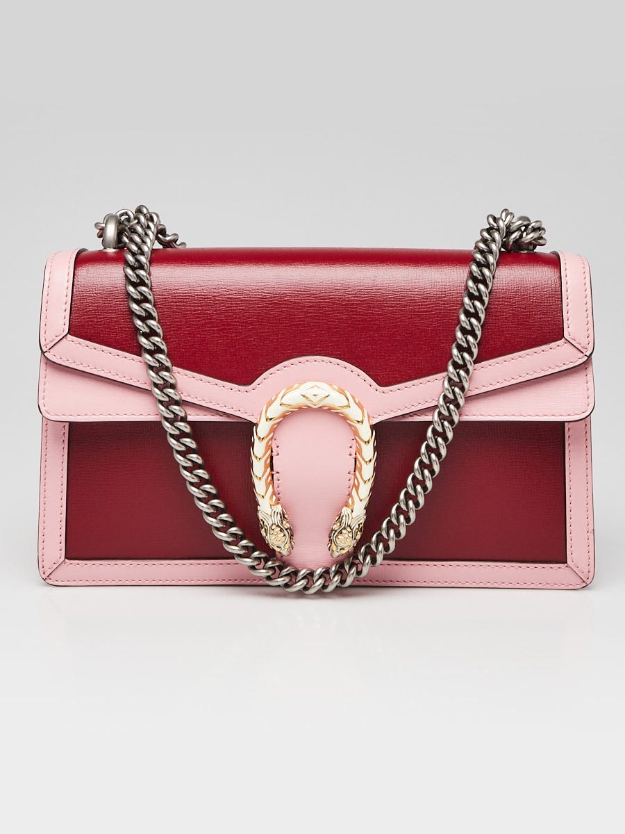 Gucci Pink/Red Leather Dionysus Small Shoulder Bag | Yoogi's Closet