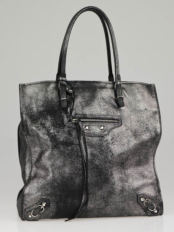 Balenciaga Black Metallic Milky Way Papier Medium Tote Bag | Yoogi's Closet