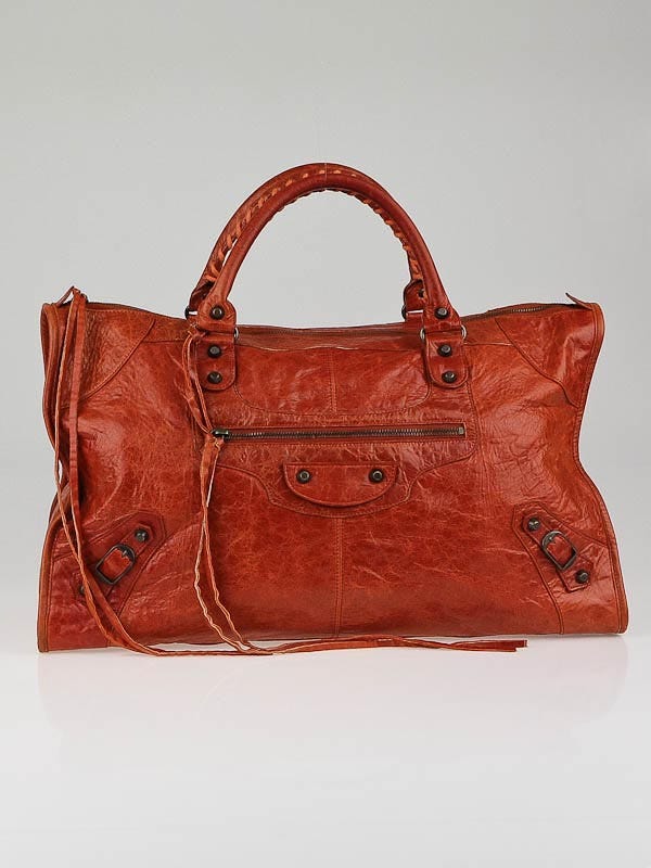 Balenciaga Rust Chevre Leather Work Bag | Yoogi's Closet