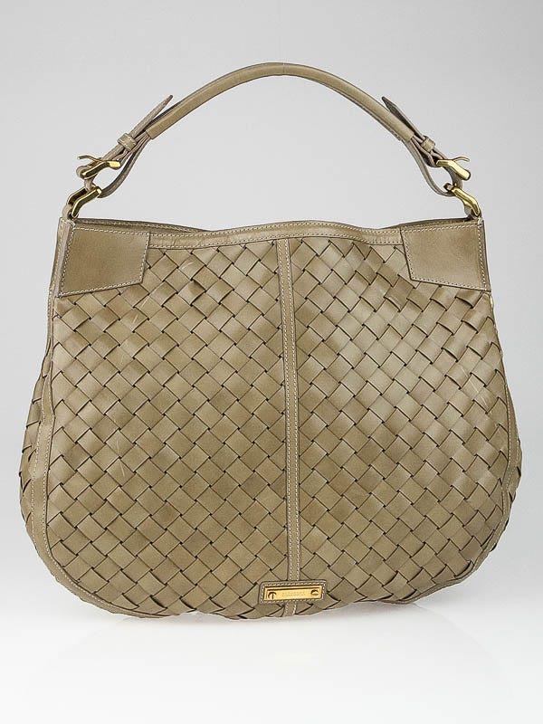 Burberry Trench Woven Leather Medium Lauderdale Hobo Bag Yoogi S Closet