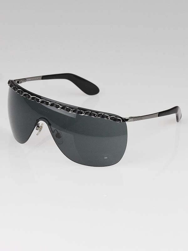 Chanel Black Rimless Shield Chain Sunglasses-4160 | Yoogi's Closet