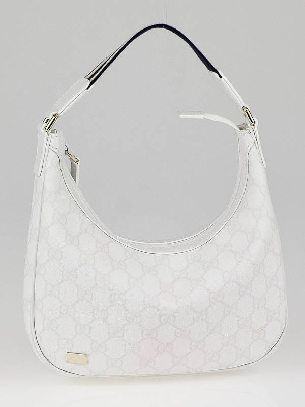 Gucci White GG Coated Canvas Small Shoulder Bag | Yoogi's Closet