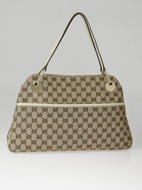 Gucci Beige/Ebony GG Fabric Eclipse Satchel Bag | Yoogi's Closet
