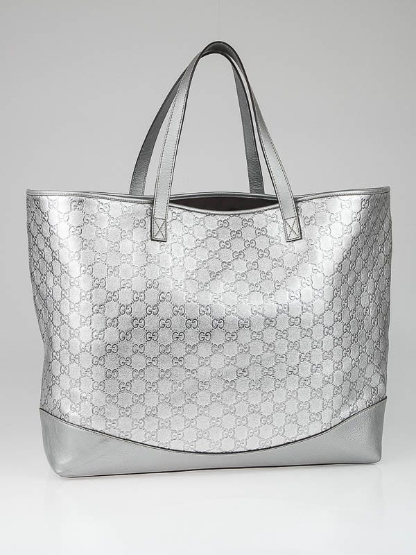Gucci Metallic Silver Guccissima Leather XL Tote Bag | Yoogi's Closet