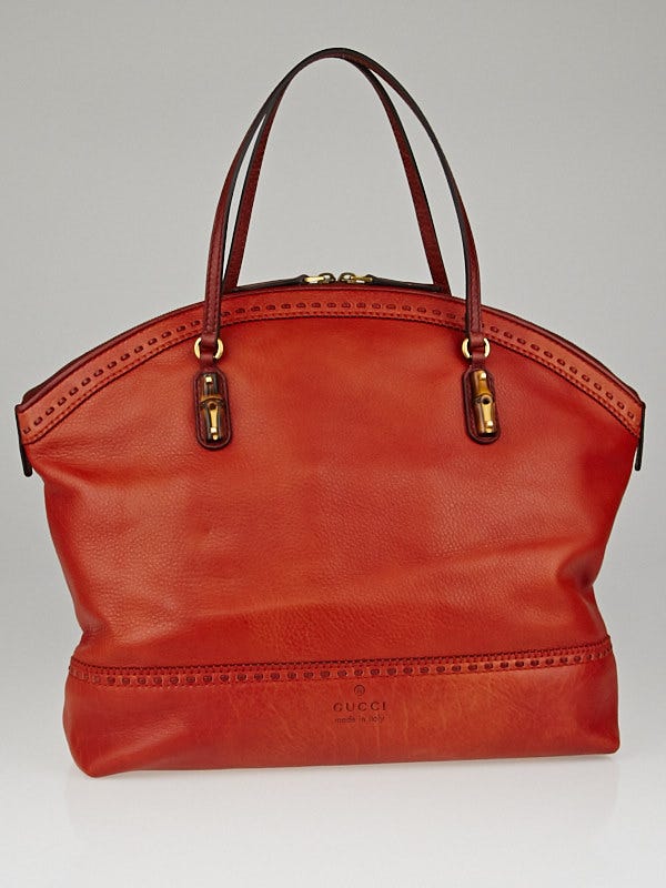 Gucci Orange Leather Laidback Crafty Top Handle Tote Bag | Yoogi's Closet