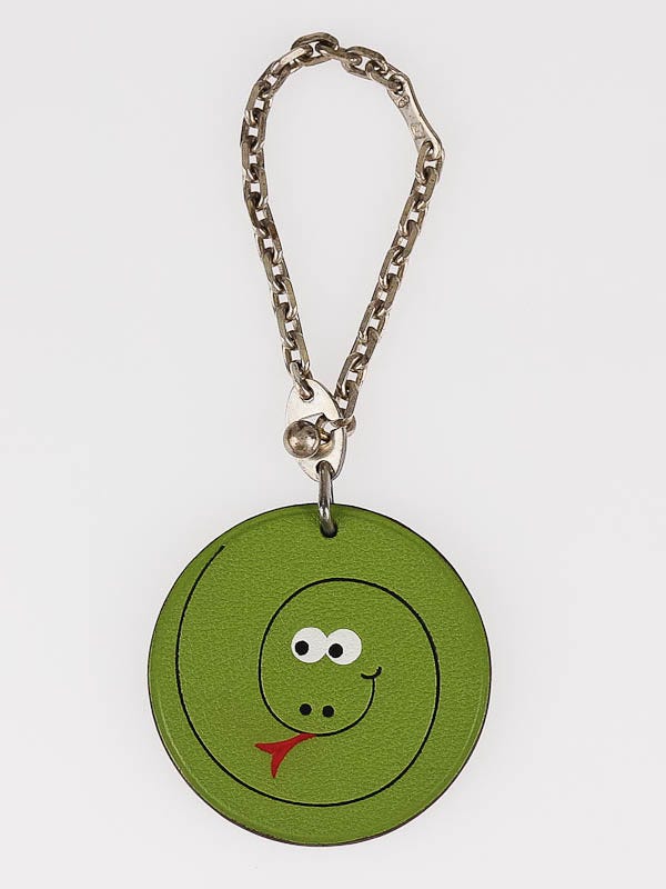 Hermes Green Leather Snake Key Ring | Yoogi's Closet