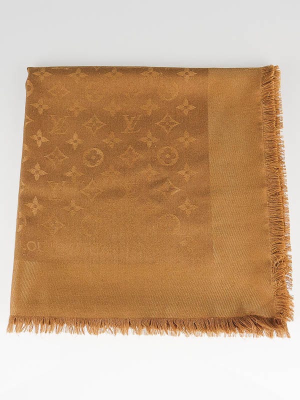Louis Vuitton Camel Monogram Silk/Wool Shawl | Yoogi's Closet