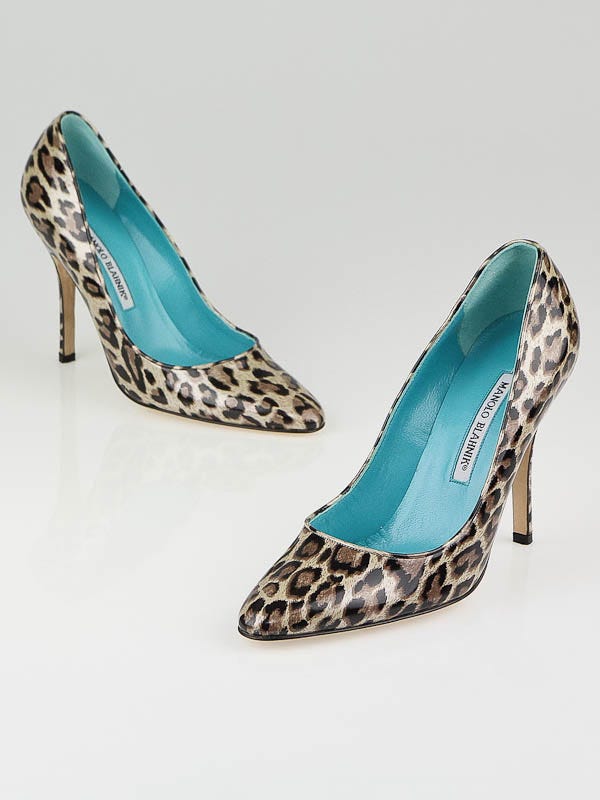 Manolo Blahnik Leopard Print Patent Leather Tuccio Pumps Size 7.5/38 ...