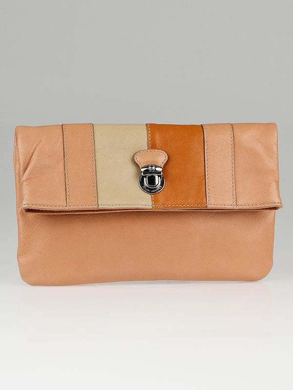 Marc Jacobs Peach Leather Colorblock Eugenie Clutch Bag | Yoogi's Closet