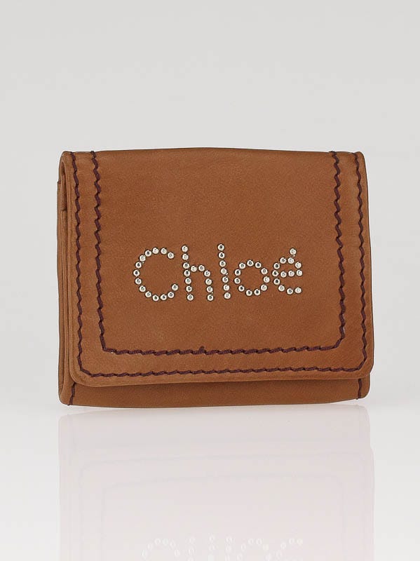 Chloe Whisky Leather Studded Chloe Coin Purse | Yoogi's Closet