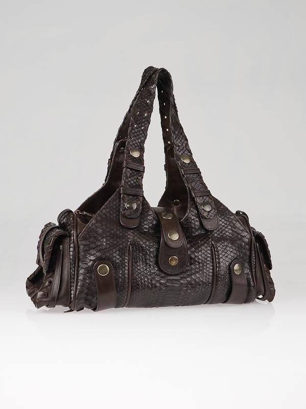 Chloe Chocolate Brown Python Medium Silverado Bag | Yoogi's Closet