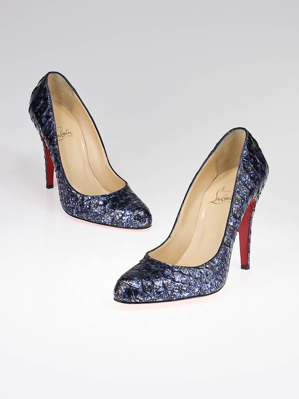 Christian Louboutin Blue Python Decollete 100 Pumps Size 8.5/39 | Yoogi ...