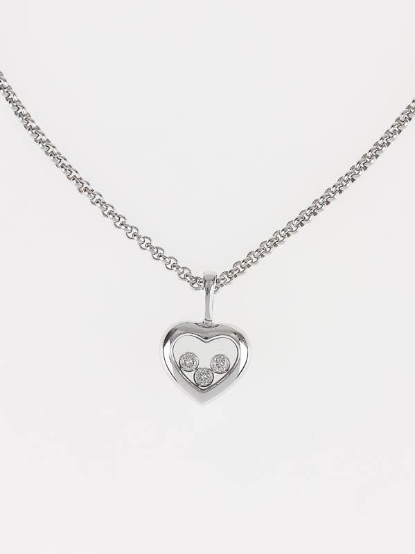 Chopard 18k White Gold 'Happy Diamond' Floating Diamond Heart Pendant ...