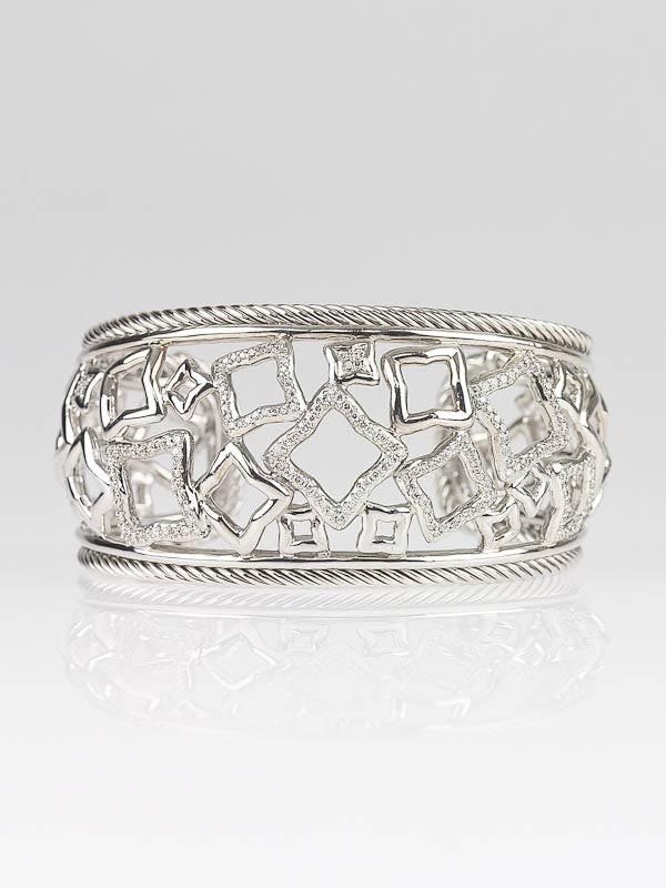David Yurman Sterling Silver and Diamond Wide Tapestry Cuff Bracelet ...