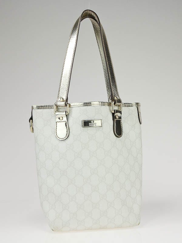 Gucci White GG Coated Canvas Small Tote Bag | Yoogi's Closet