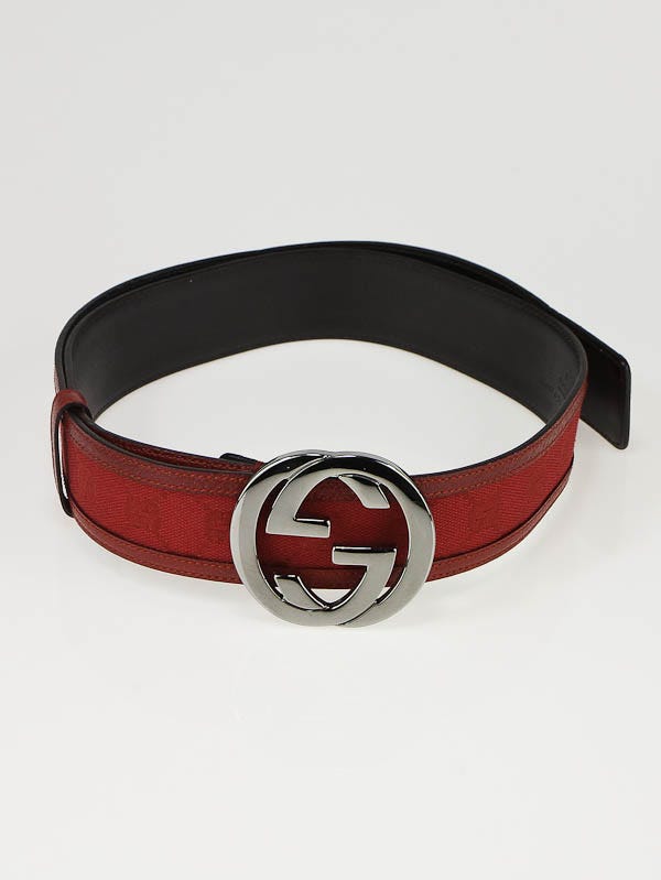 Gucci Red GG Canvas Interlocking GG Logo Belt | Yoogi's Closet