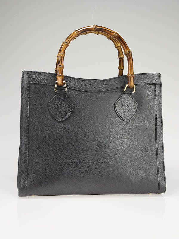 Gucci Grey Leather Bamboo Handle Square Tote Bag | Yoogi's Closet