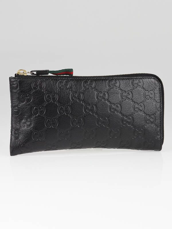 Gucci Black Guccissima Leather Long Zip Wallet | Yoogi's Closet