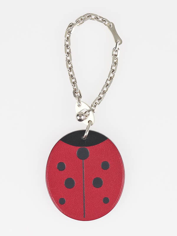Hermes Red/Black Swift Leather Ladybug "Lucky" Key Ring | Yoogi's Closet