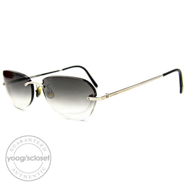 Cartier Dark Grey Gradient Lenses Rimless Frame Sunglasses 135 | Yoogi ...