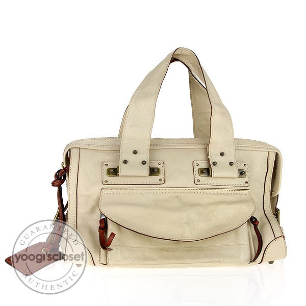 Chloe Cream Leather Satchel Tote Bag | Yoogi's Closet