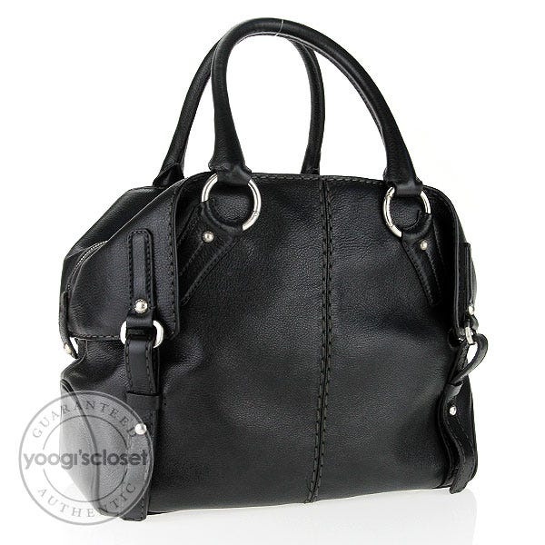 Tod's Black Leather Large Fold-Over Tote Bag | Yoogi's Closet