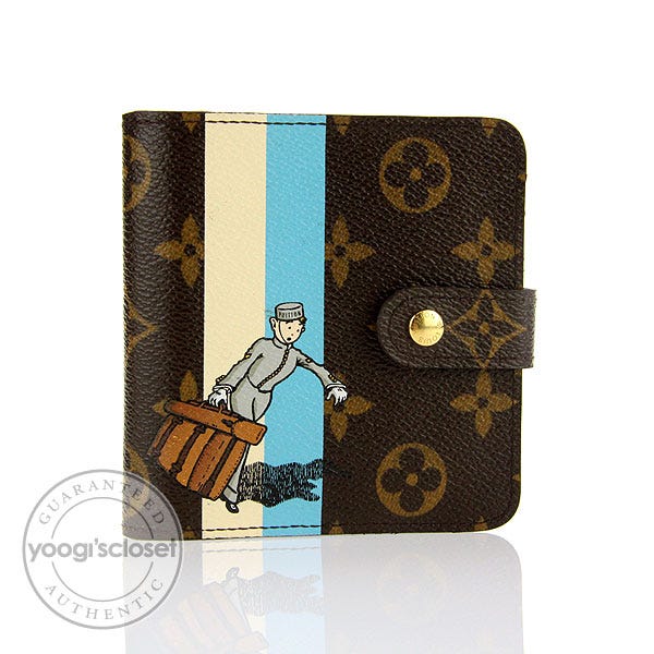 Louis Vuitton Limited Edition Blue Monogram Groom Compact Zipped Wallet ...
