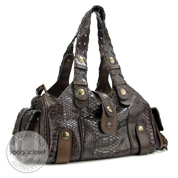 Chloe Dark Brown Python Small Silverado Bag | Yoogi's Closet