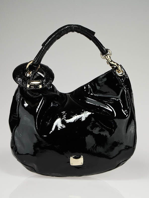 Jimmy Choo Black Patent Leather Sky Hobo Bag | Yoogi's Closet