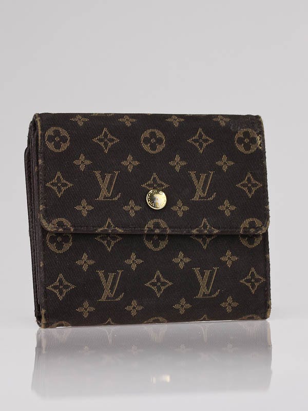 Louis Vuitton Ebene Monogram Mini Lin Compact Wallet | Yoogi's Closet