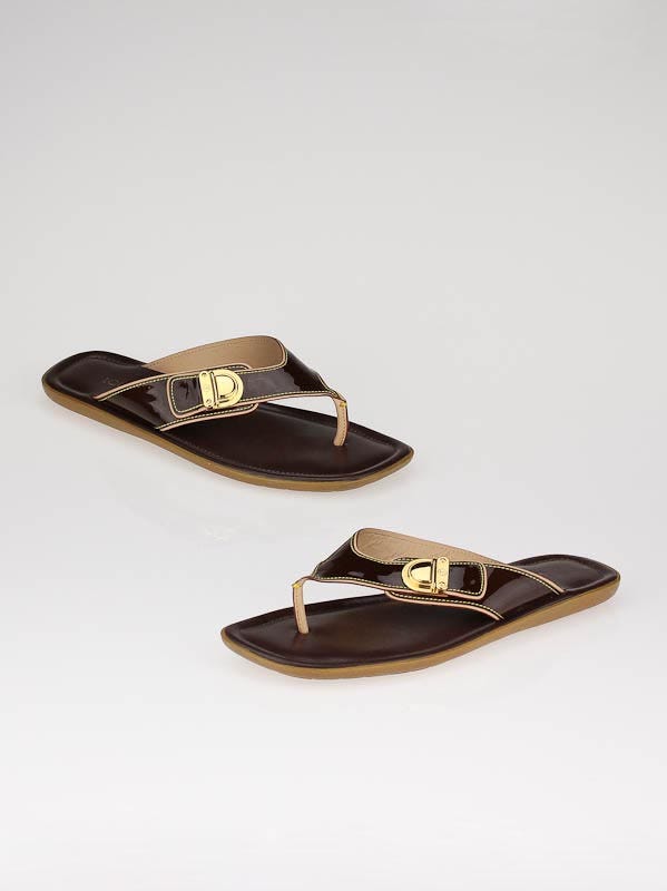 Louis Vuitton Brown Leather Thong Sandals Size 5.5/36 | Yoogi's Closet